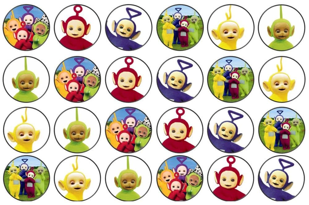 48 Teletubbies Edible Rice Paper Toppers 3cm x 3cm