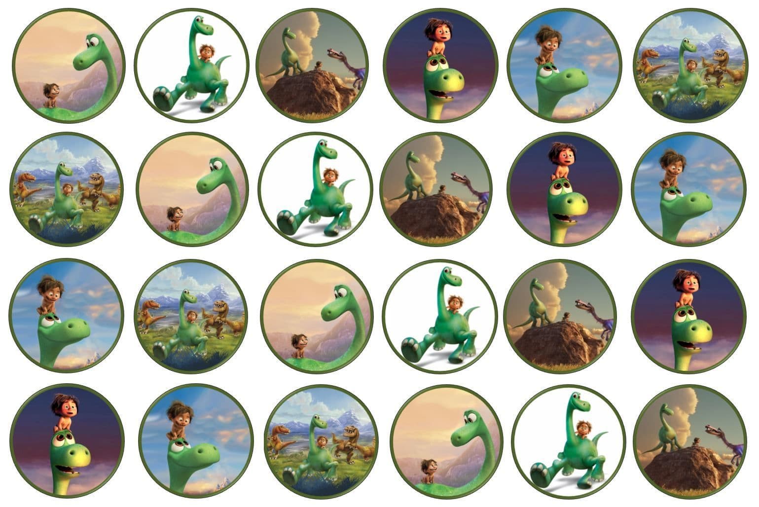 48 The Good Dinosaur Edible Rice Paper Toppers 3cm x 3cm