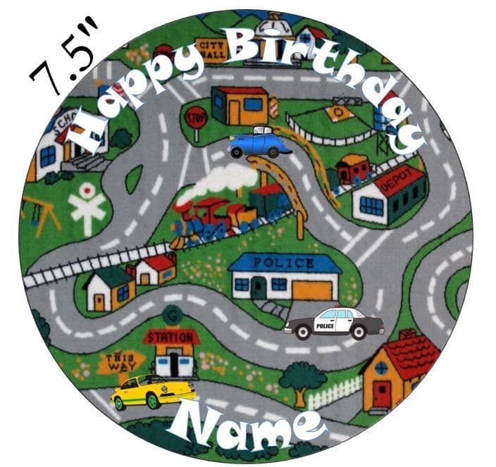 Cartoon Road Map Edible - Pre Cut Personalised Icing Topper