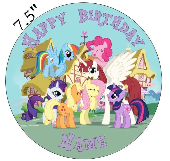 My Little Pony Group Image Edible - Pre Cut Personalised Icing Topper MLP1