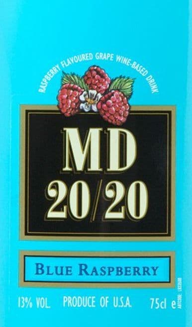 Spirits - MD 20/20 Blue Raspberry Edible Label