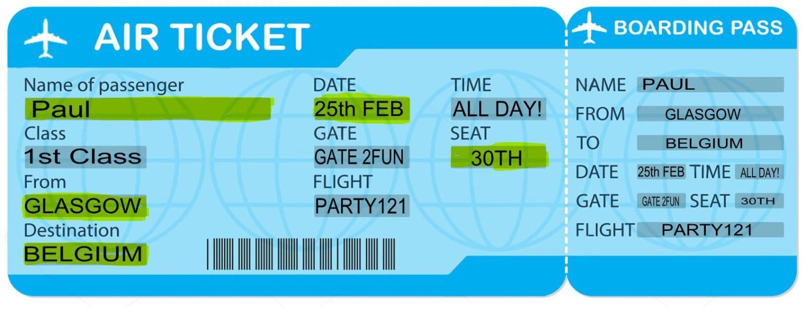 Travel Cake - Boarding Pass Luggage Labels Passports Edible
