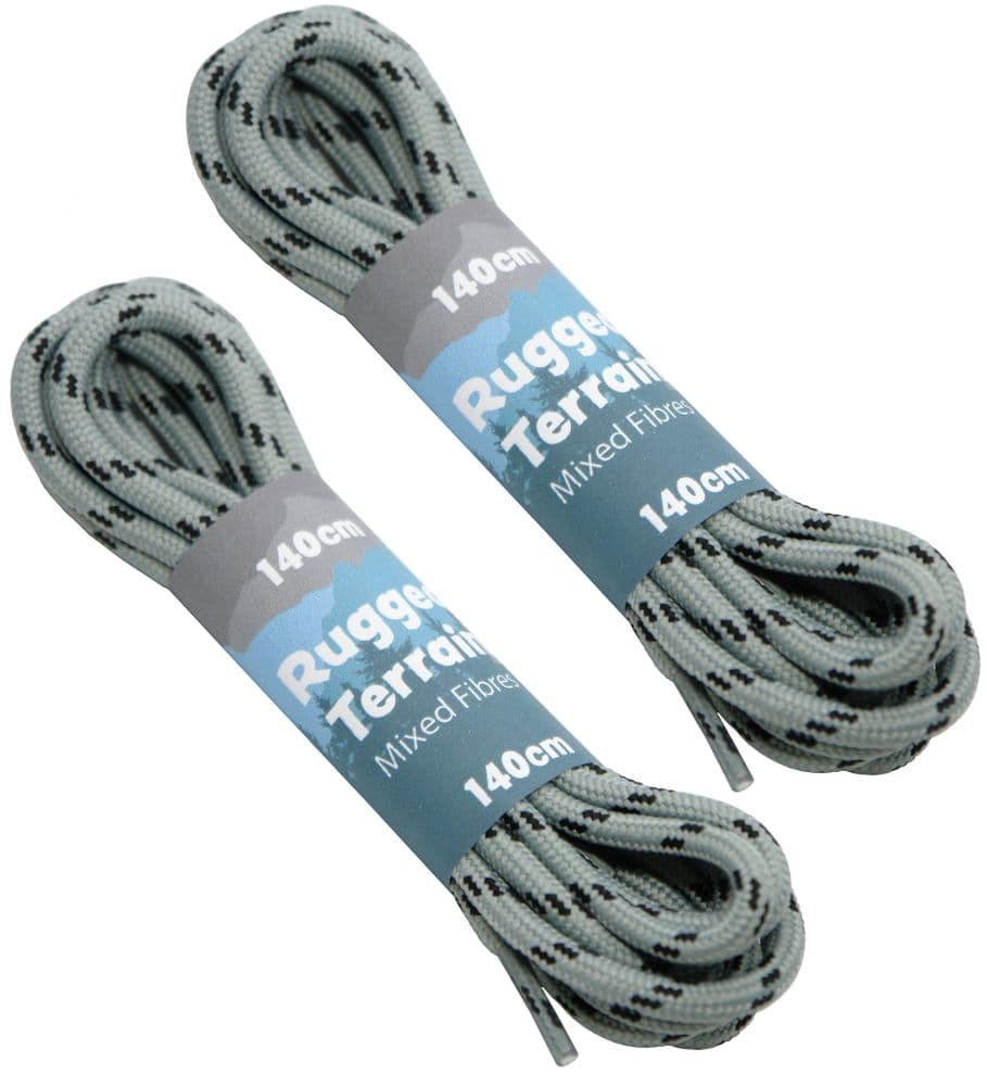 Shoe / Boot Laces 2 Pairs Grey Black Round 6 - 10 Eyelet Round Two ...