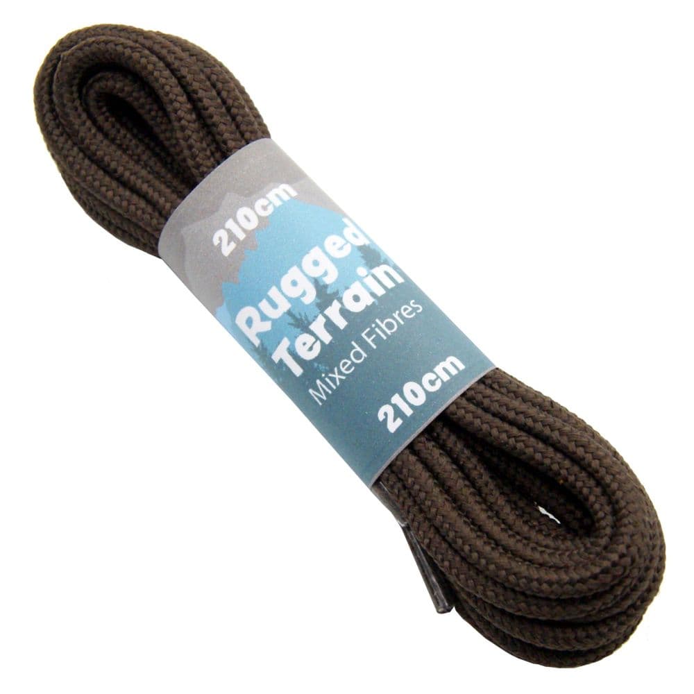 Shoe / Boot Laces Pair Dark Brown Round For 10 Eyelets 210cm Long Boot ...