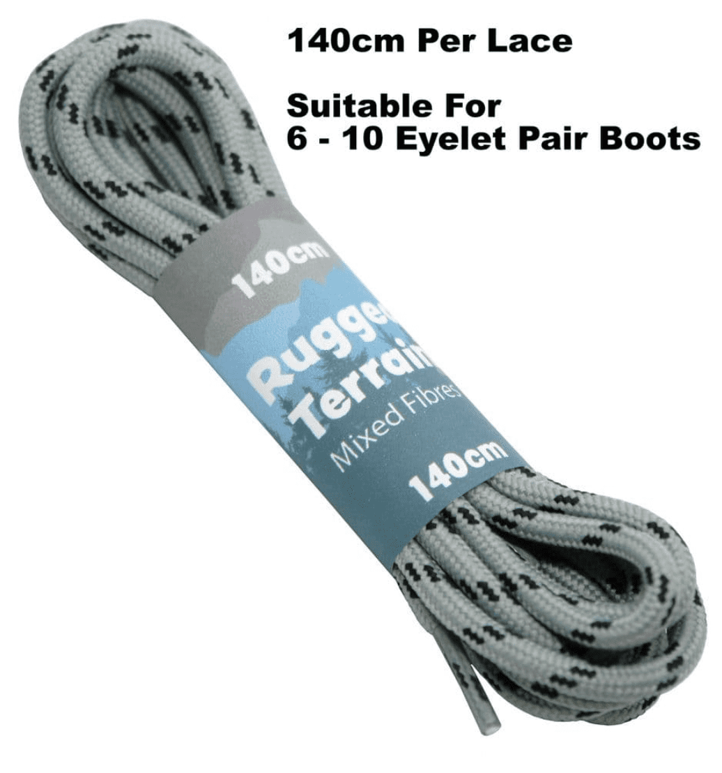 Shoe Boot Laces Pair Grey Round 6 - 10 Eyelet 140cm Long Boot Laces