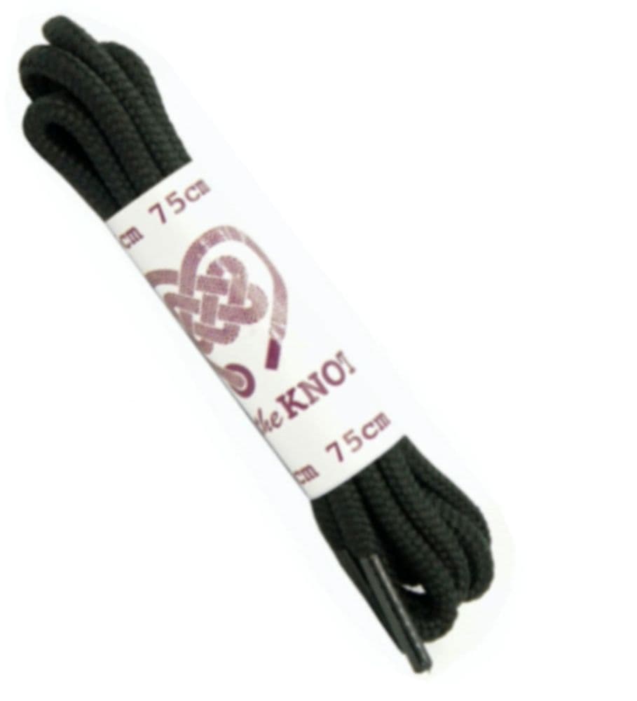 Shoe Laces Black Round Pair 3 - 5 Eyelets 75cm