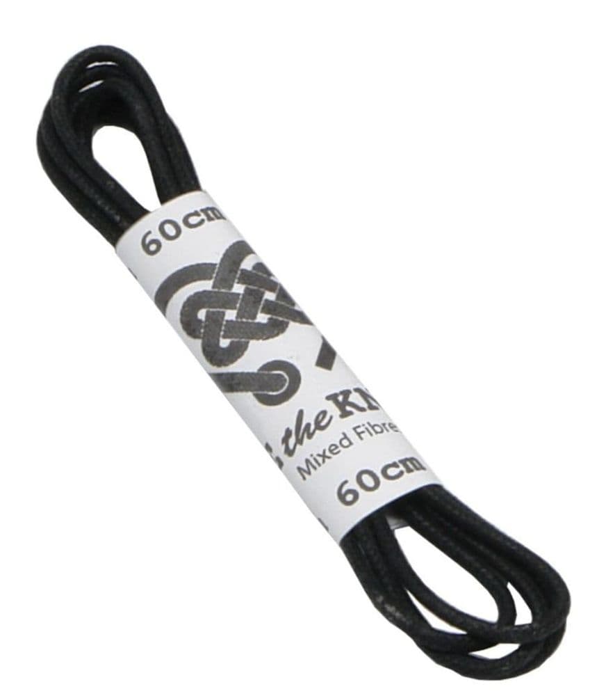 Shoe Laces Black Round Pair For 3 - 4 Eyelets 3mm Waxed Cotton 60cm