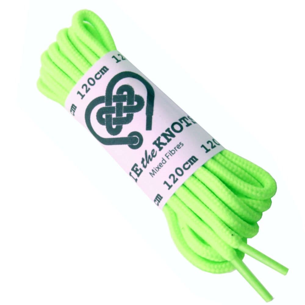 Shoe Laces Round Pair Florescent Green For 5 - 8 Eyelet Rows 120cm