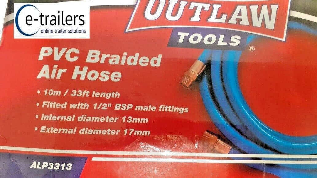 10m OUTLAW TOOLS PVC BRAIDED AIR HOSE 1/2" BSP MALE INTERNAL 13mm ...
