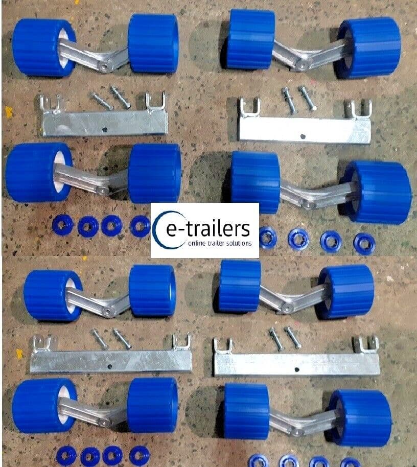 16 Blue White Wobble Roller Boat Jet Ski Dinghy Trailer Set & galvanised equaliser arms Shetland ...