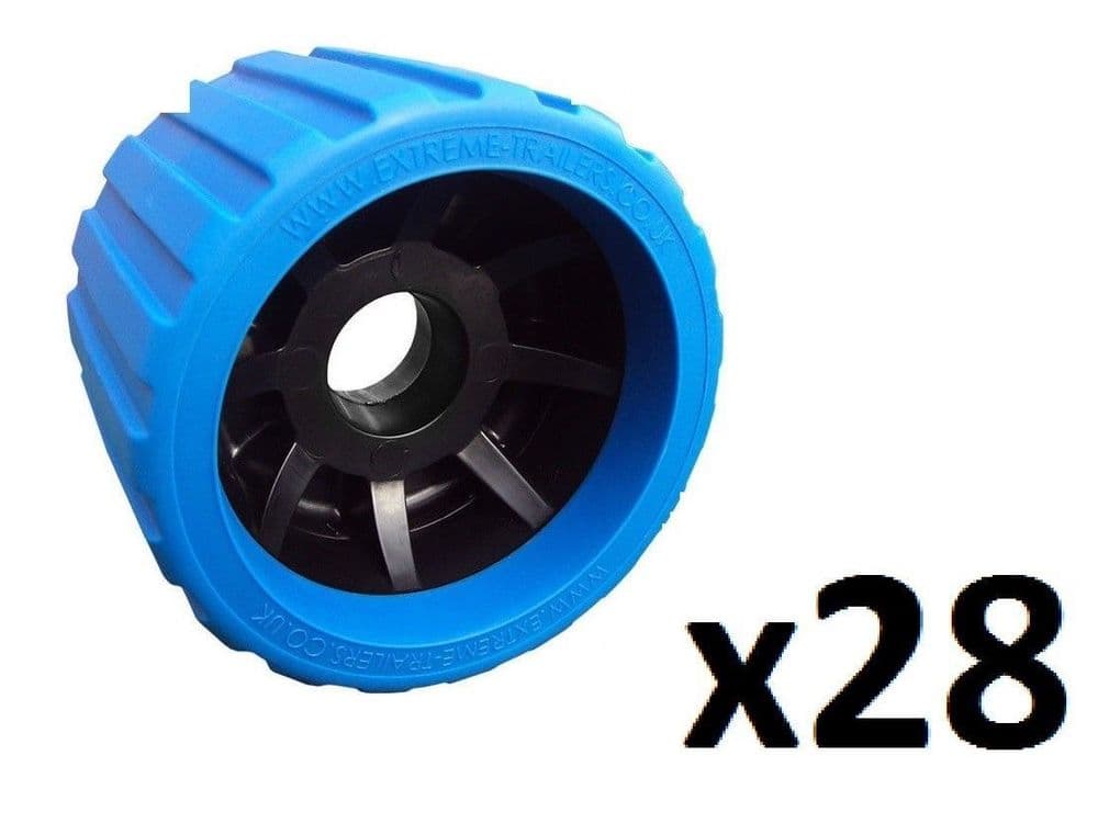 28 x EXTREME BOAT TRAILER BLUE BLACK WOBBLE ROLLER 26mm BORE NON MARKING SUPERB Shetland Islands ...