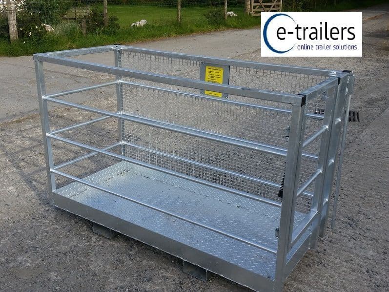 1.8m Galvanised Safety Access Platform Cage Box For Telehandler Fork ...