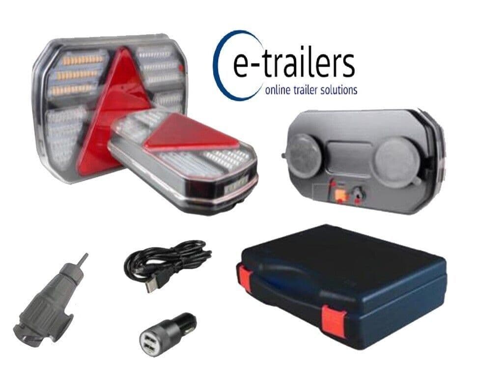 Wireless Trailer LED Rear Light Set - Magnetic Rechargeable Waterproof ...