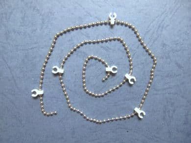 CHROME VERTICAL BLIND LINK BEAD CHAIN WITH WHITE CLIP