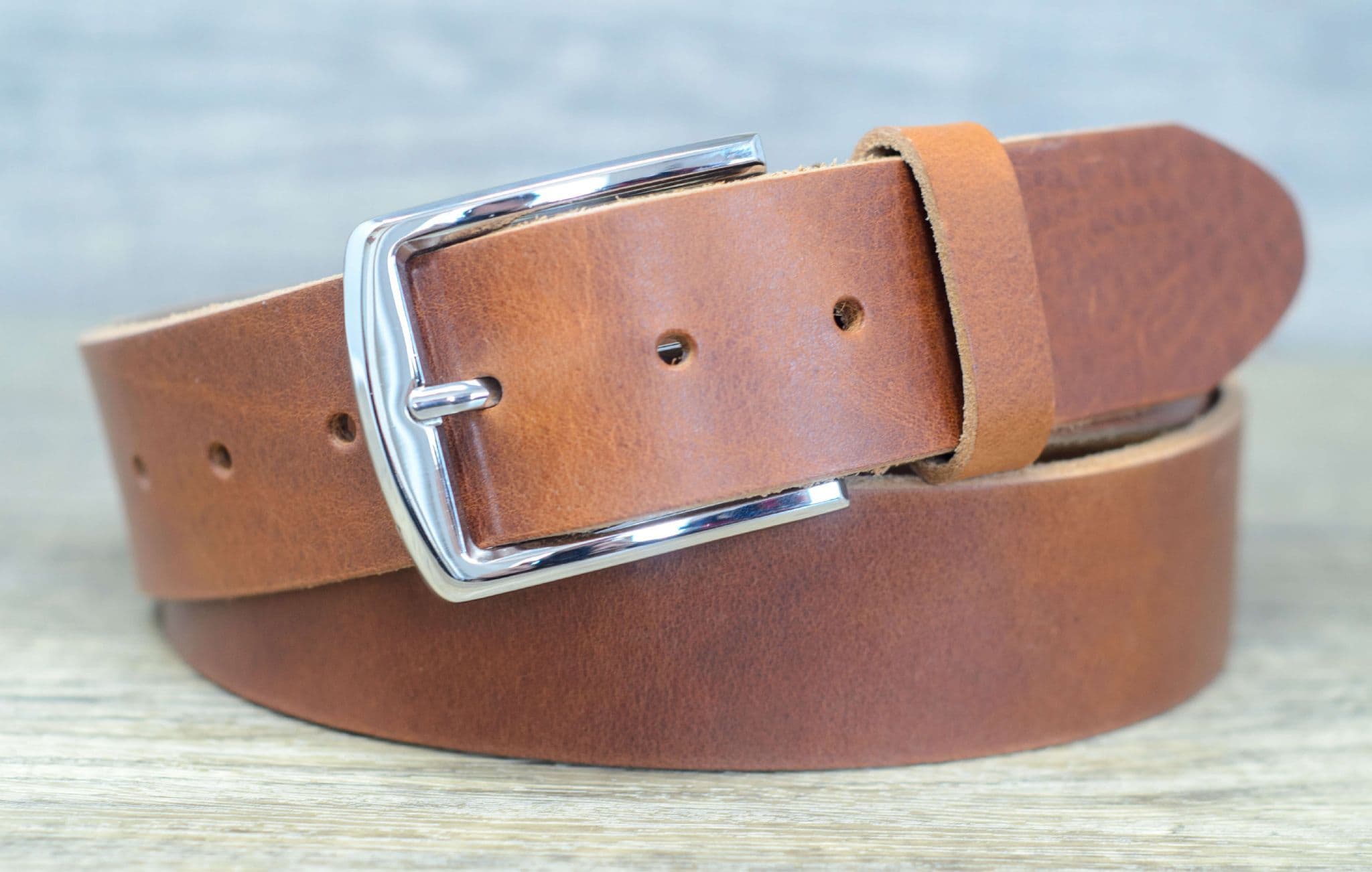 40mm Italian Real Full Grain Mens Leather Belt with Silver Buckle Dark Tan Medium 32 36 waist