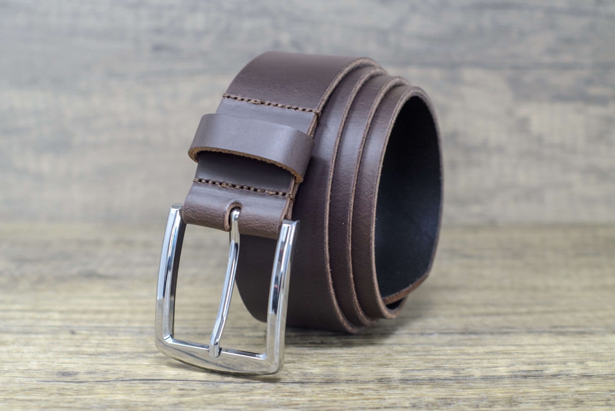 40mm Real Full Grain Mens Leather Belt with Silver Buckle Brown Medium 32 36 waist