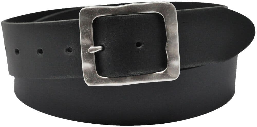 40mm Real Full Grain Mens Leather Belt with Vintage Buckle Black Medium 32 36 waist