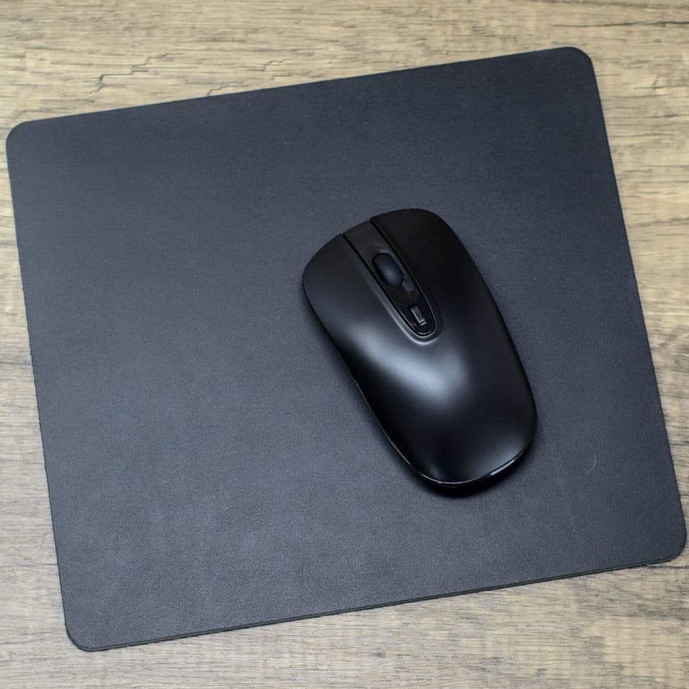 Full Grain Real Leather Mouse Mat in Black