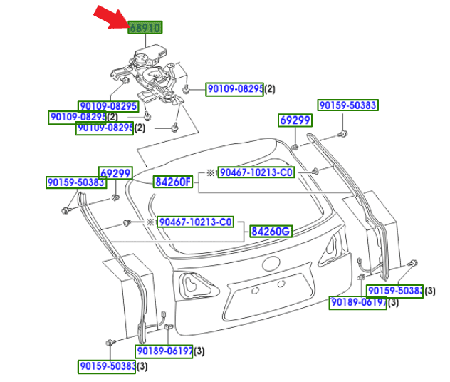 Genuine Lexus Back Door Power Unit 68910-48033