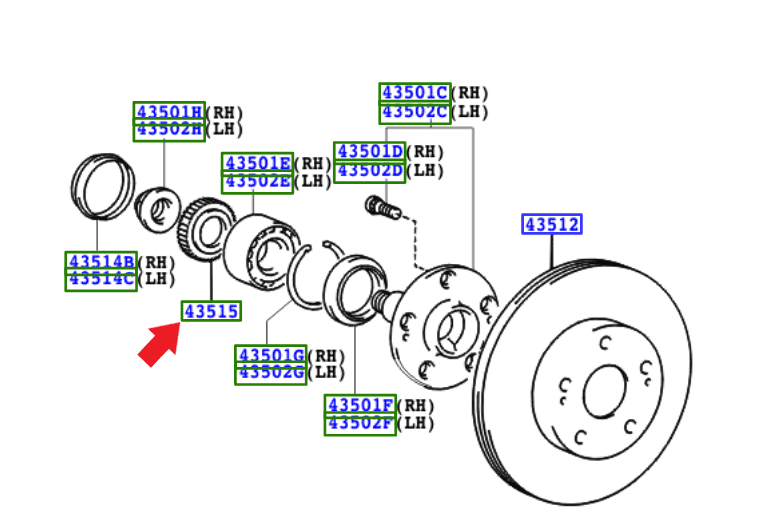 Genuine Lexus Skid Control Front Rotor 43515-30020
