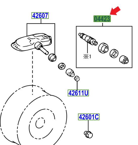 Genuine Lexus Tyre Valve Fitting Kit 04423-02010
