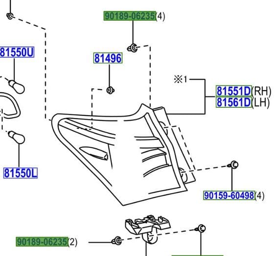 Genuine Toyota 90189-06235 Set of 4