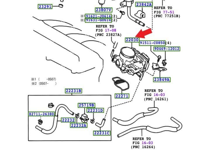 Genuine Toyota Body Assy Throttle W/Throttle Position Sensor 22030-28061