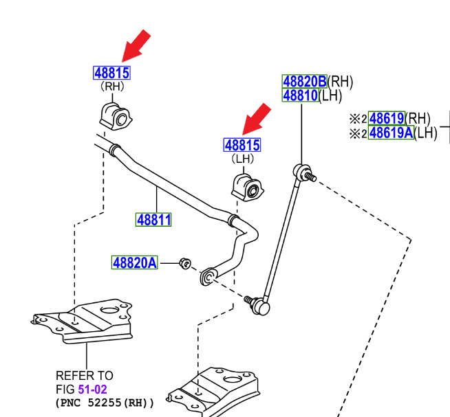 Genuine Toyota Bush Front Stabilizer Bar LH 48815-05170
