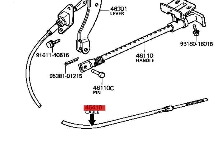 Genuine Toyota Cable 46410-60024
