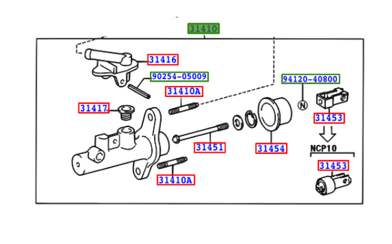 Genuine Toyota Clutch Master Cylinder 31420-52030