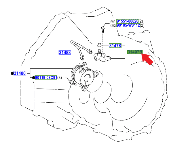 Genuine Toyota Clutch Release Bleeder Assembly 31407-52010