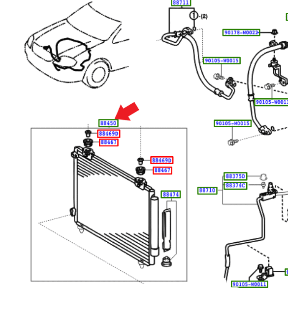 Genuine Toyota Condenser 88450-02240