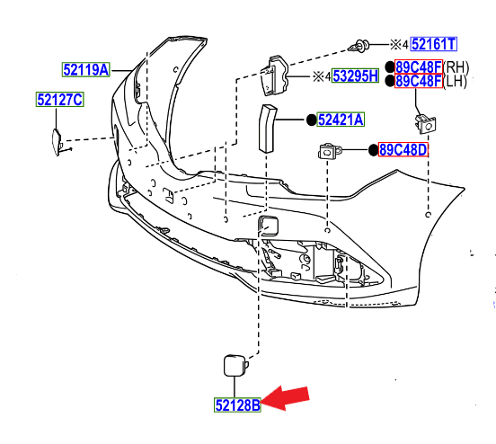 Genuine Toyota COVER FRONT BUMPER TOW EYE HOLE LH 52128-02919