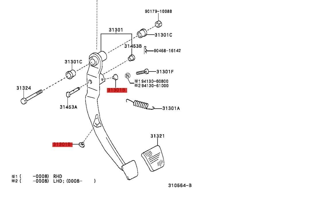 Genuine Toyota Cushion for Clutch Pedal Fits Many 90541-06036 9054106036