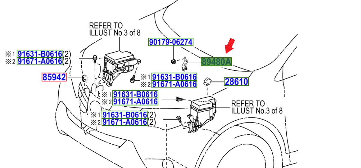 Genuine Toyota Differential Pressure Sensor 89480-42020