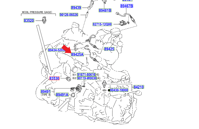 Genuine Toyota Exhaust Gas Temperature Sensor 89425-52021