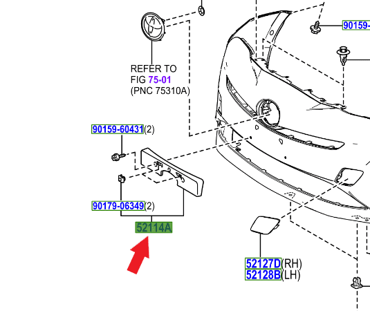 Genuine Toyota Front Bumper Bracket 52114-47190