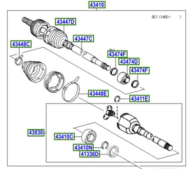 Genuine Toyota Front Drive Shaft 43410-52310