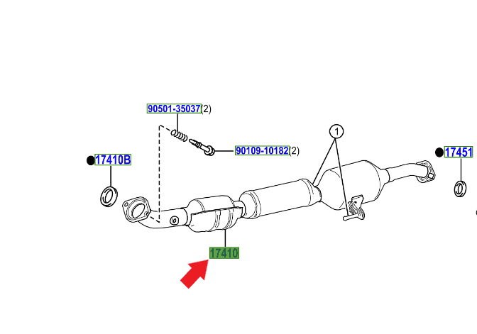 Genuine Toyota FRONT EXHAUST PIPE 17410-37B70