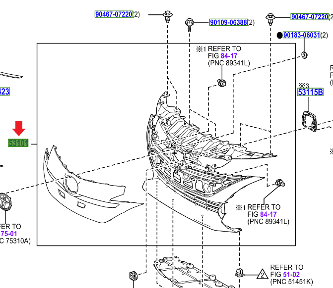 Genuine Toyota Front Radiator Grill 53101-47150