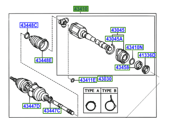Genuine Toyota Front RH Driveshaft 43410-28030