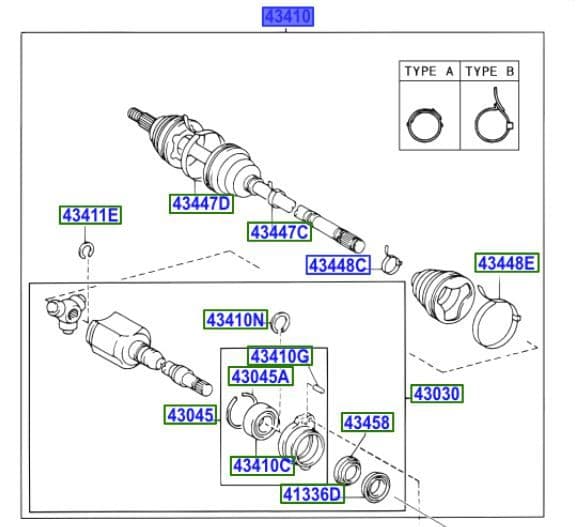 Genuine Toyota Front RH Driveshaft 43410-42100