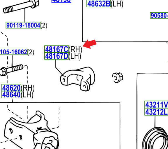 Genuine Toyota Front Suspension Arm Torque 48167-60010