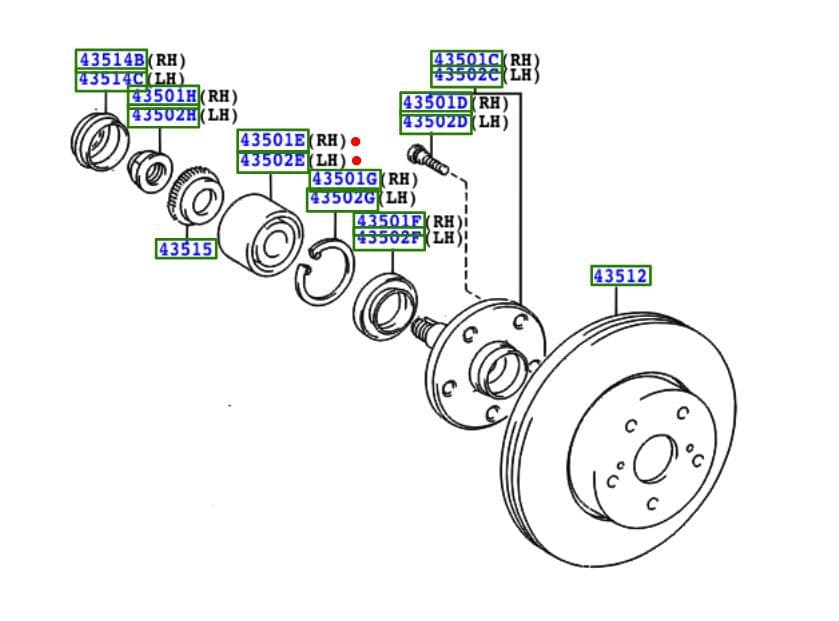 Genuine Toyota Front Wheel Bearing 90363-32035 9036332035