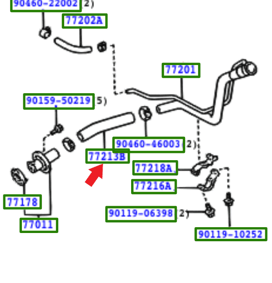 Genuine Toyota Fuel filler hose 77213-12220