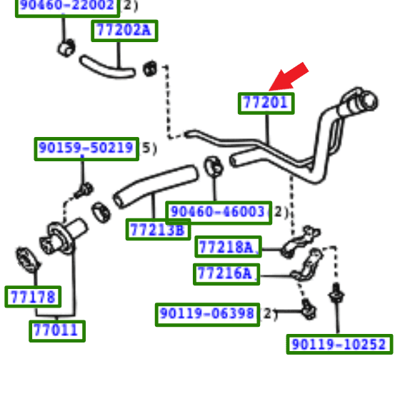 Genuine Toyota Fuel Filler Pipe 77201-12430
