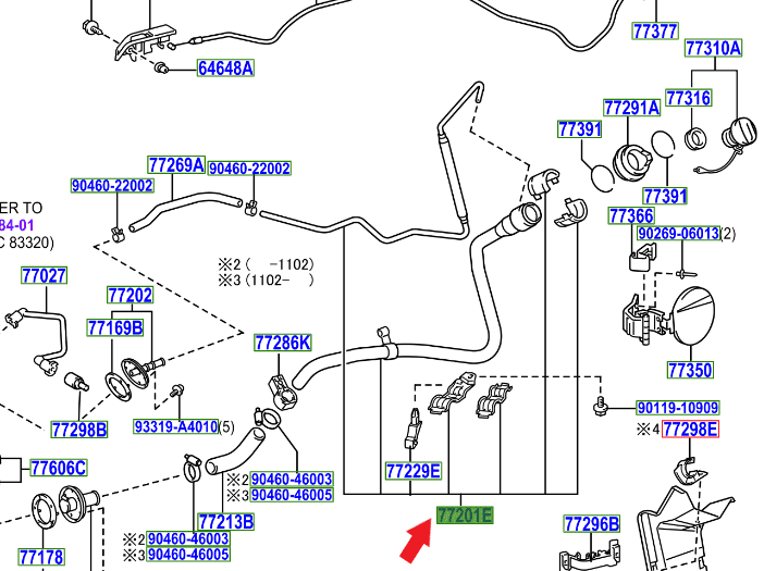 Genuine Toyota Fuel Filler Pipe 77201-52360