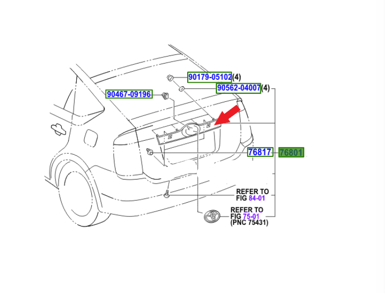 Genuine Toyota GARNISH SUB-ASSY BACK DOOR OUTSIDE GRAY ME 76801-47050-B1