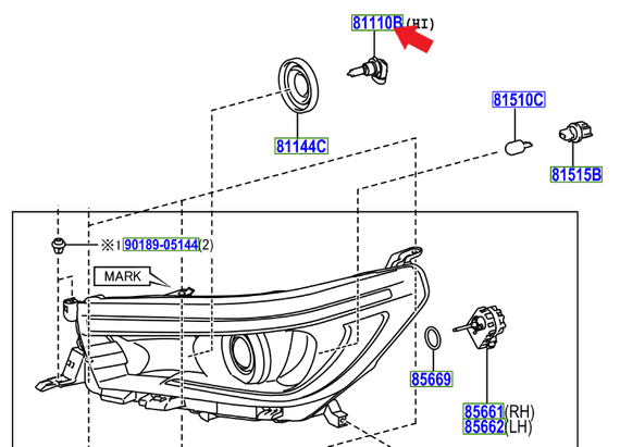 Genuine Toyota Headlight Bulb 90981-13099