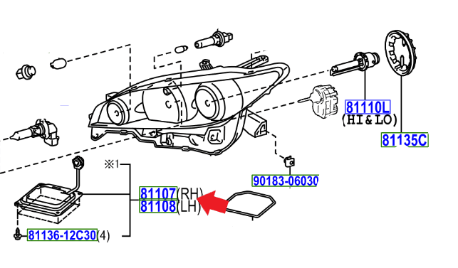 Genuine Toyota Headlight Control Computer LH or RH 81107-52A01